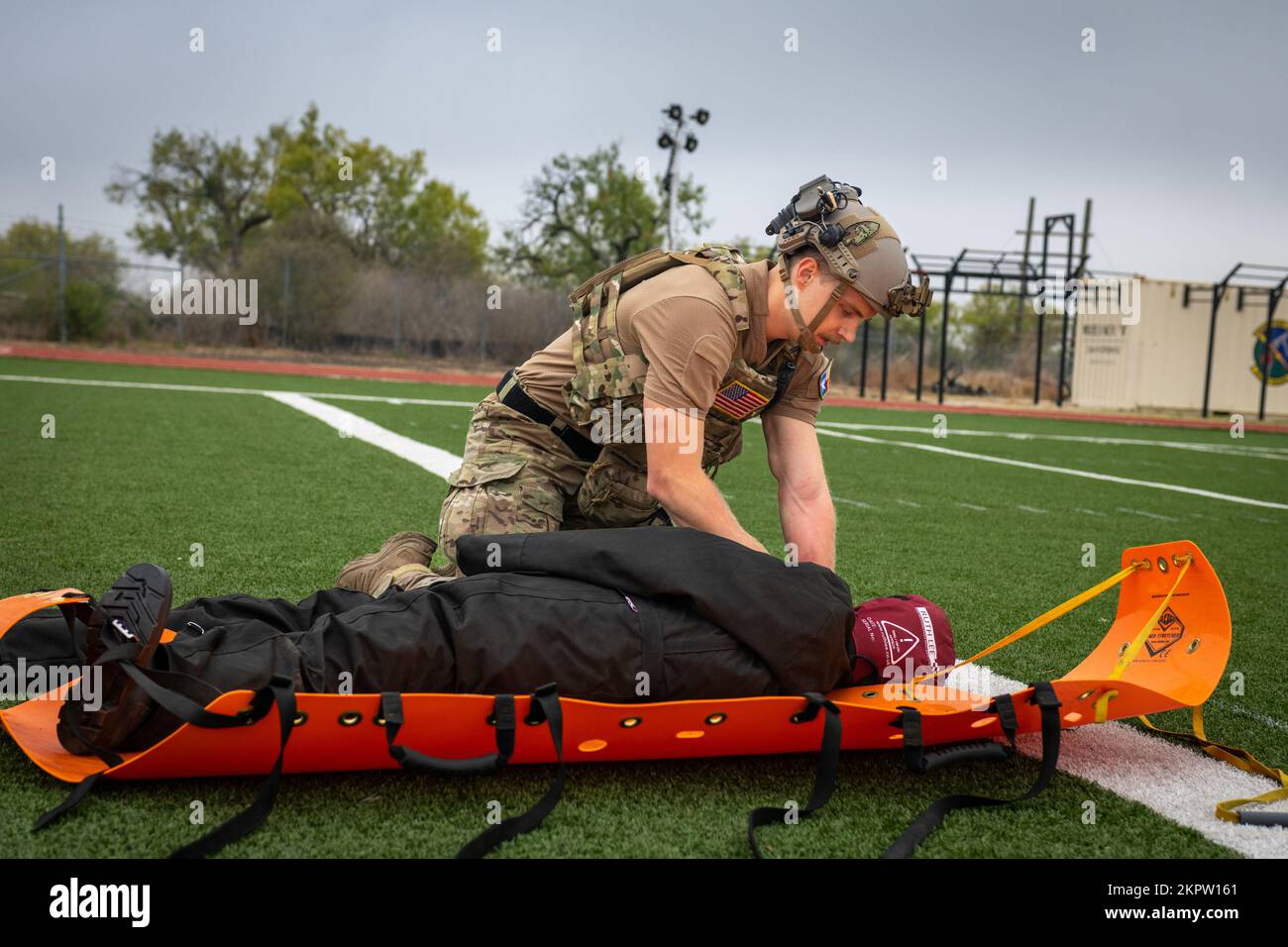 A Tactical Air Control Party Airman executes a casualty evacuation ...