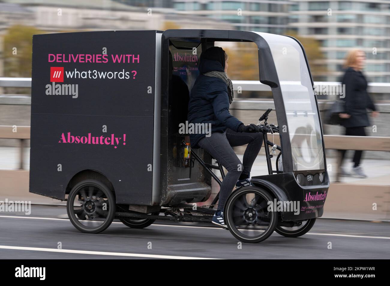 An Absolutely courier driving an Electric Assisted Vehicles (EAV) which ...