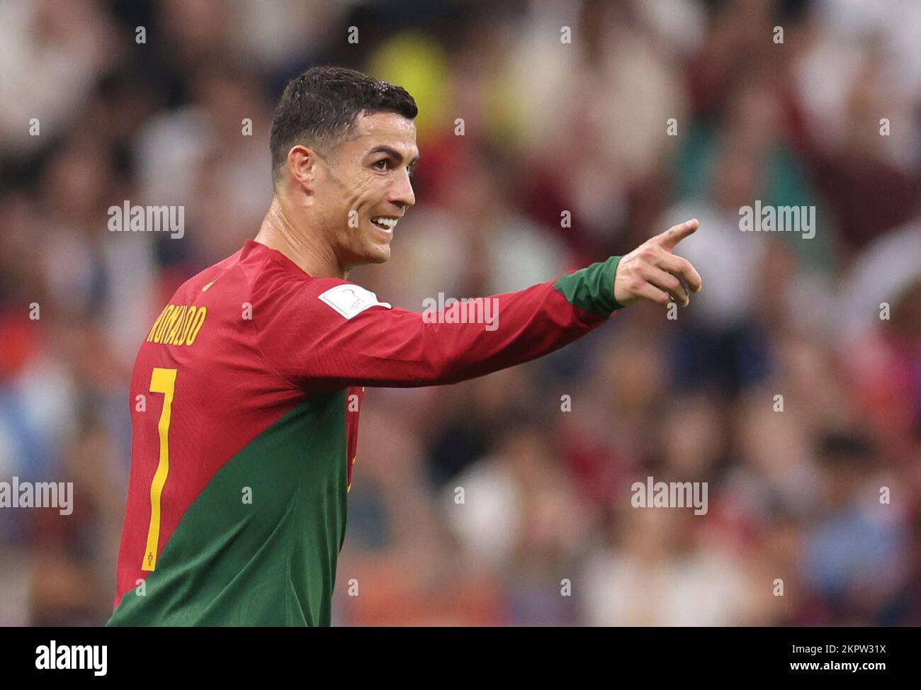 Lusail, Qatar. 28th Nov, 2022. Cristiano Ronaldo of Portugal gestures ...