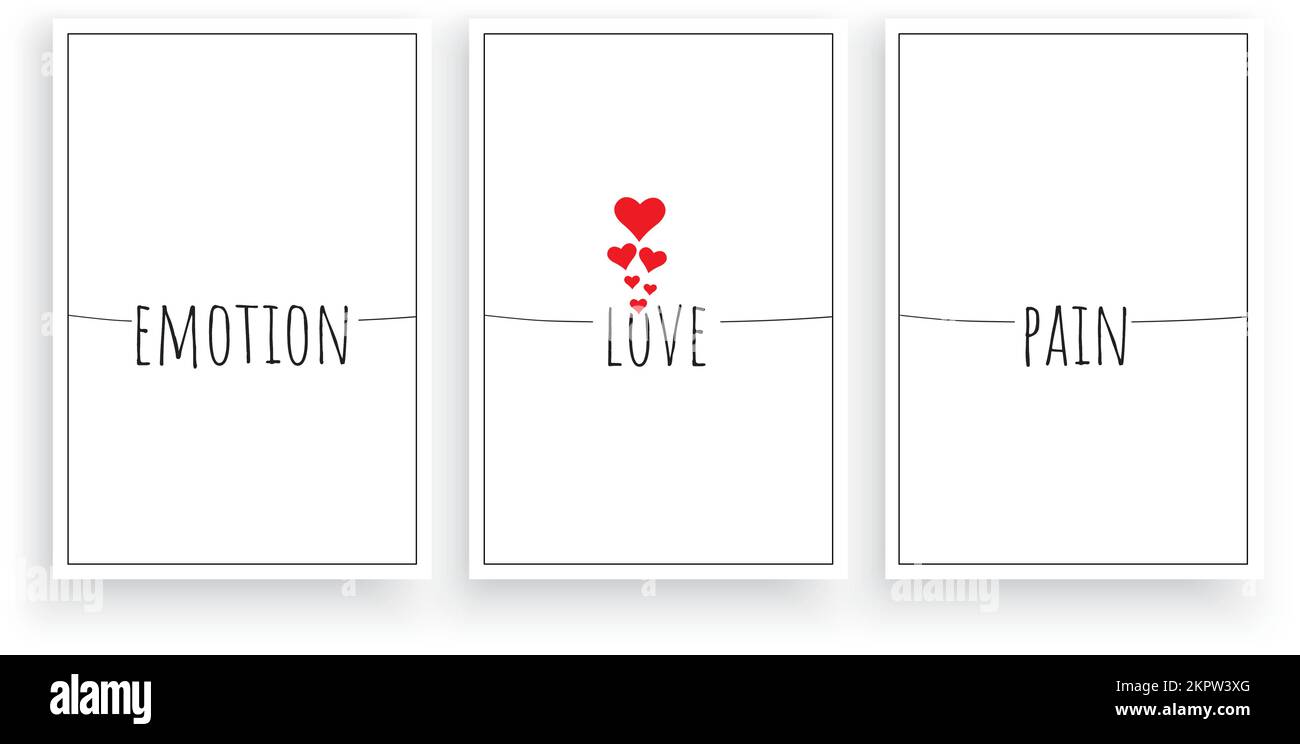 Emotion, love and pain, vector. Minimalist poster design in three ...