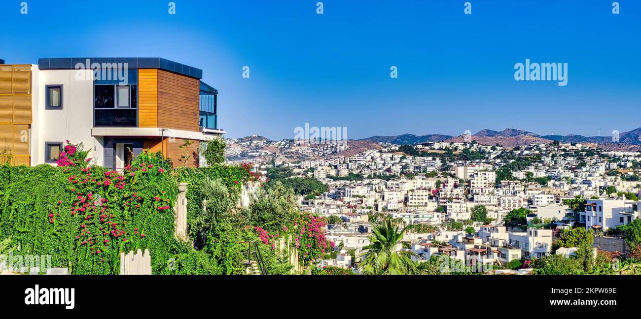 Beautiful modern log house in the mountains in Turkey with city view ...