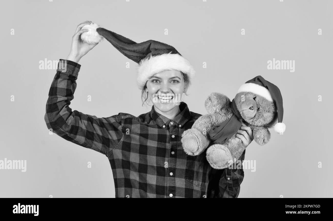 Cute girl smiling christmas Black and White Stock Photos & Images - Alamy