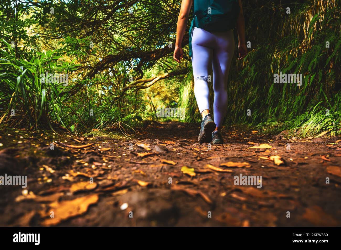 Description: Legs of athletic woman with backpack walking by amazing ...