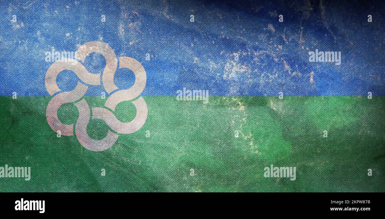 Top view of retro flag Metropolitan Toronto Canada with grunge texture ...