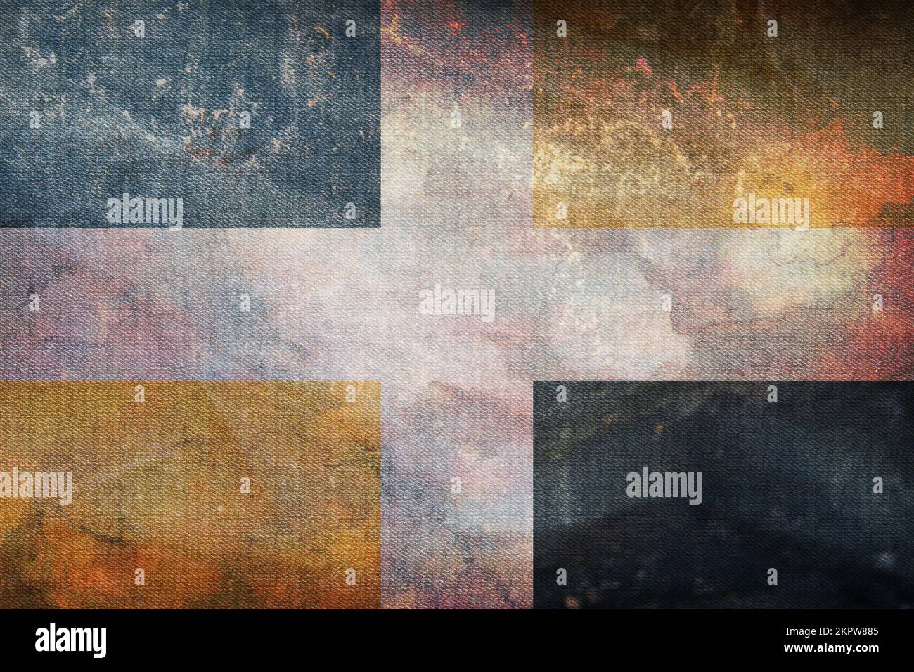 Top view of retro flag Levis, Quebec Canada with grunge texture ...