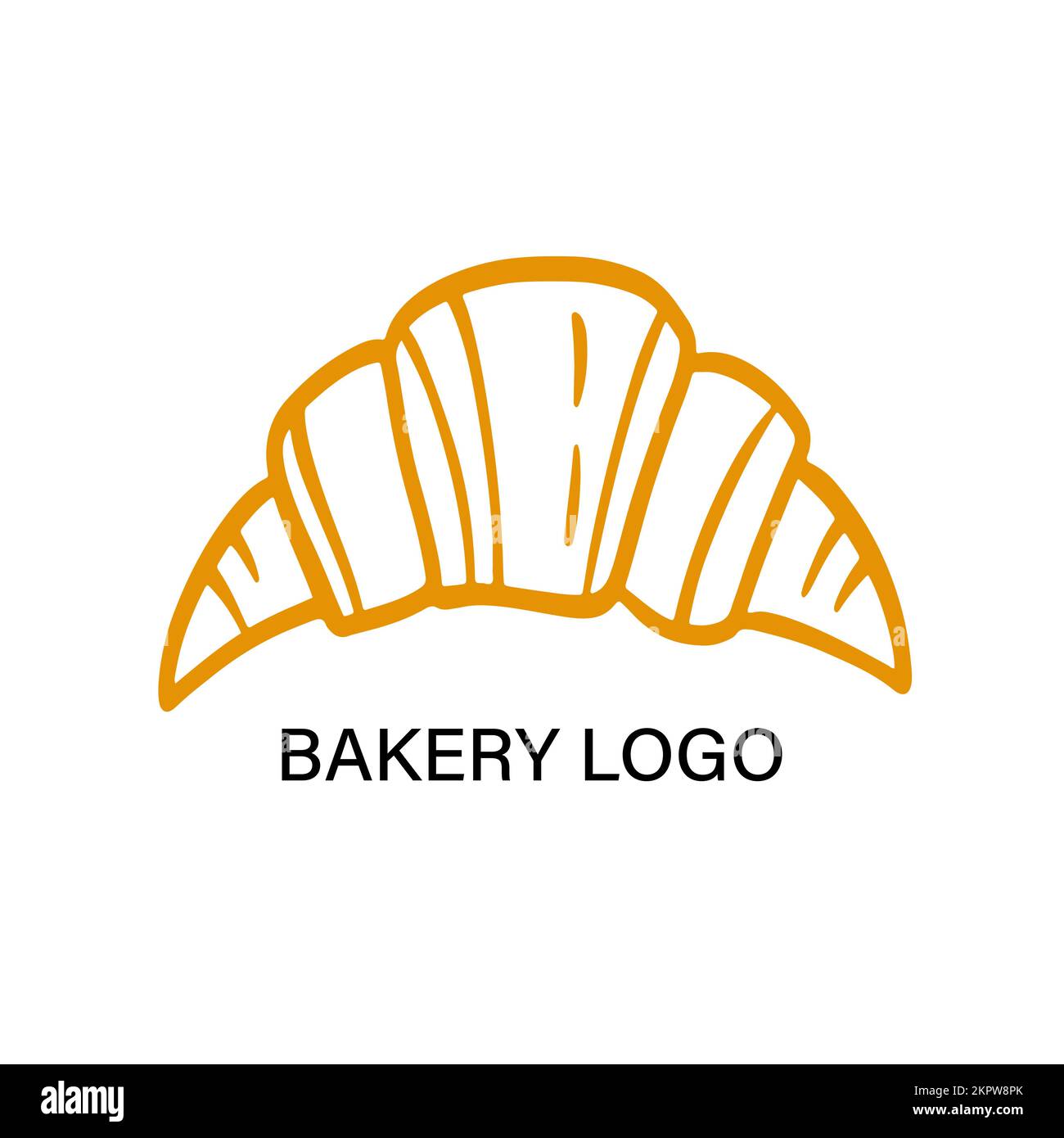 Vector hand drawn croissant logo design template Stock Vector Image ...