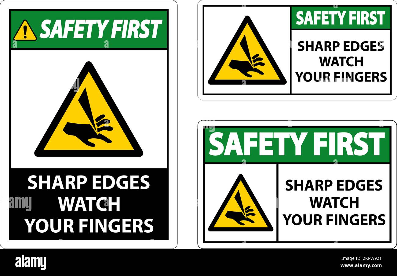Safety First Sharp Edges Watch Your Fingers On White Background Stock ...