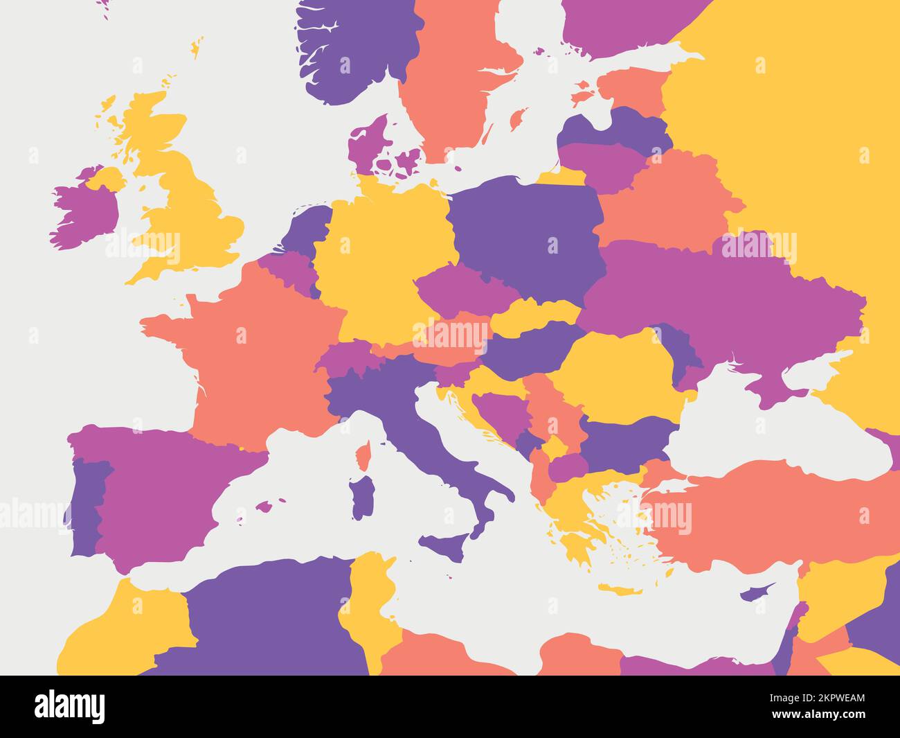 Europe blank map. High detailed political map of european continent ...