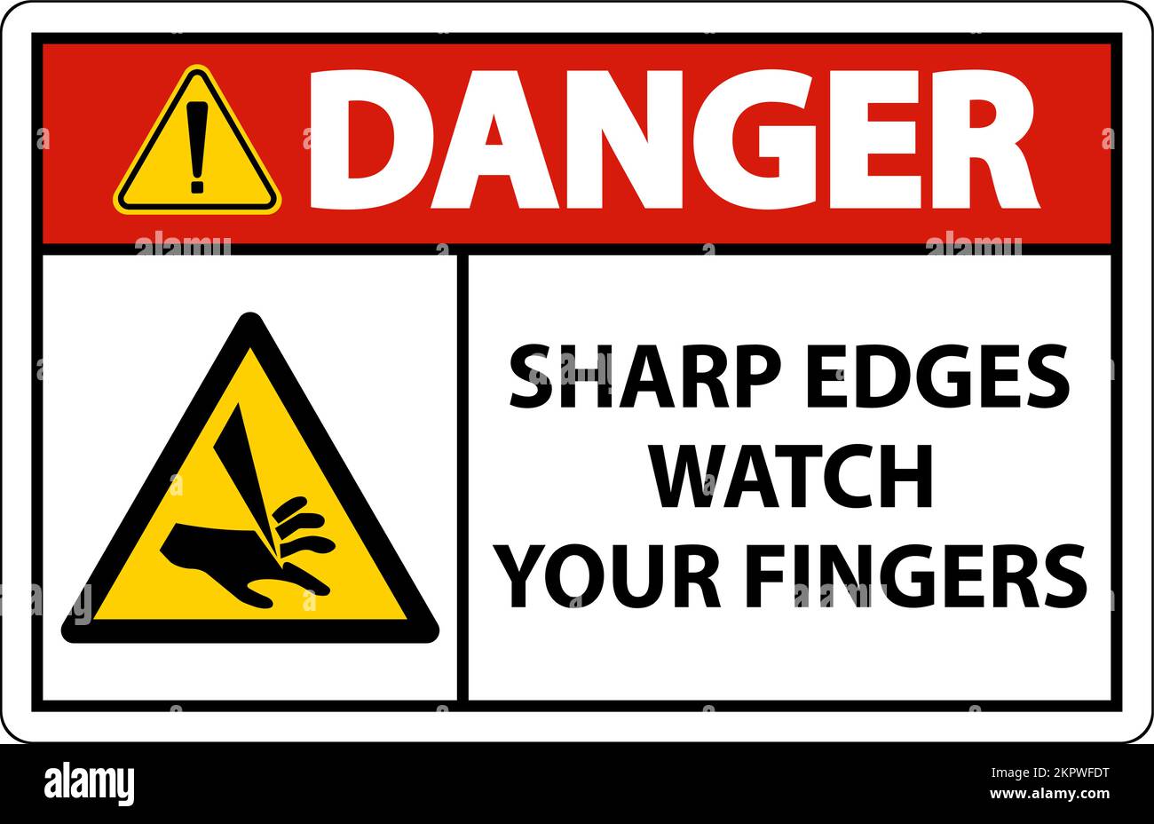 Danger Sharp Edges Watch Your Fingers On White Background Stock Vector ...