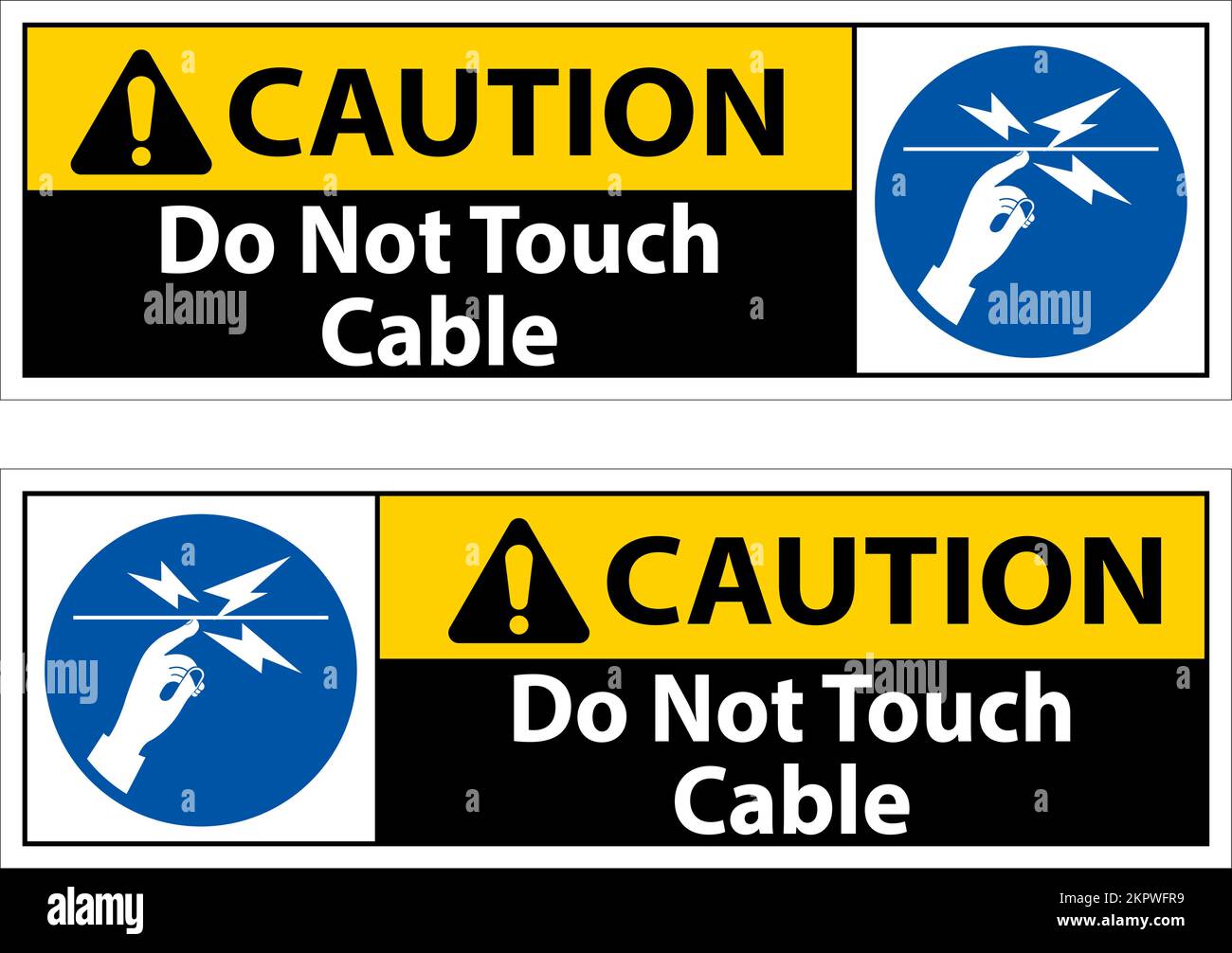 Caution Do Not Touch Cable Sign On White Background Stock Vector Image ...