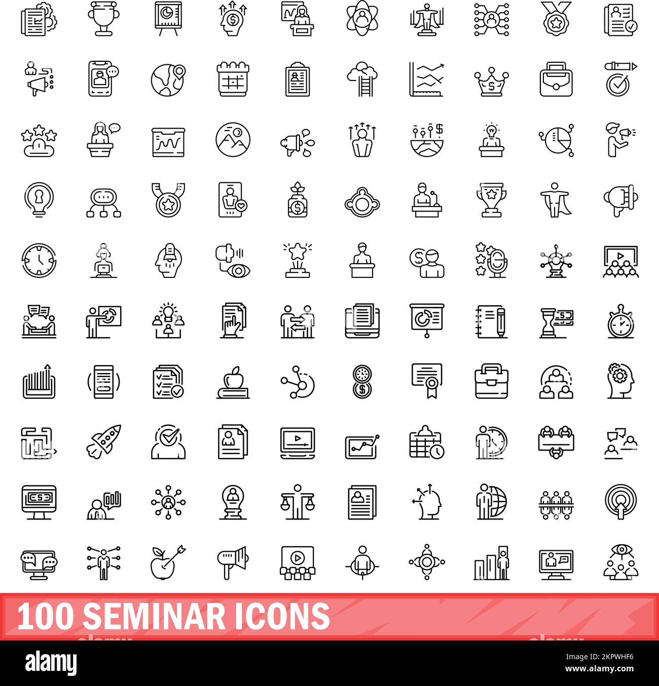 100 seminar icons set. Outline illustration of 100 seminar icons vector ...