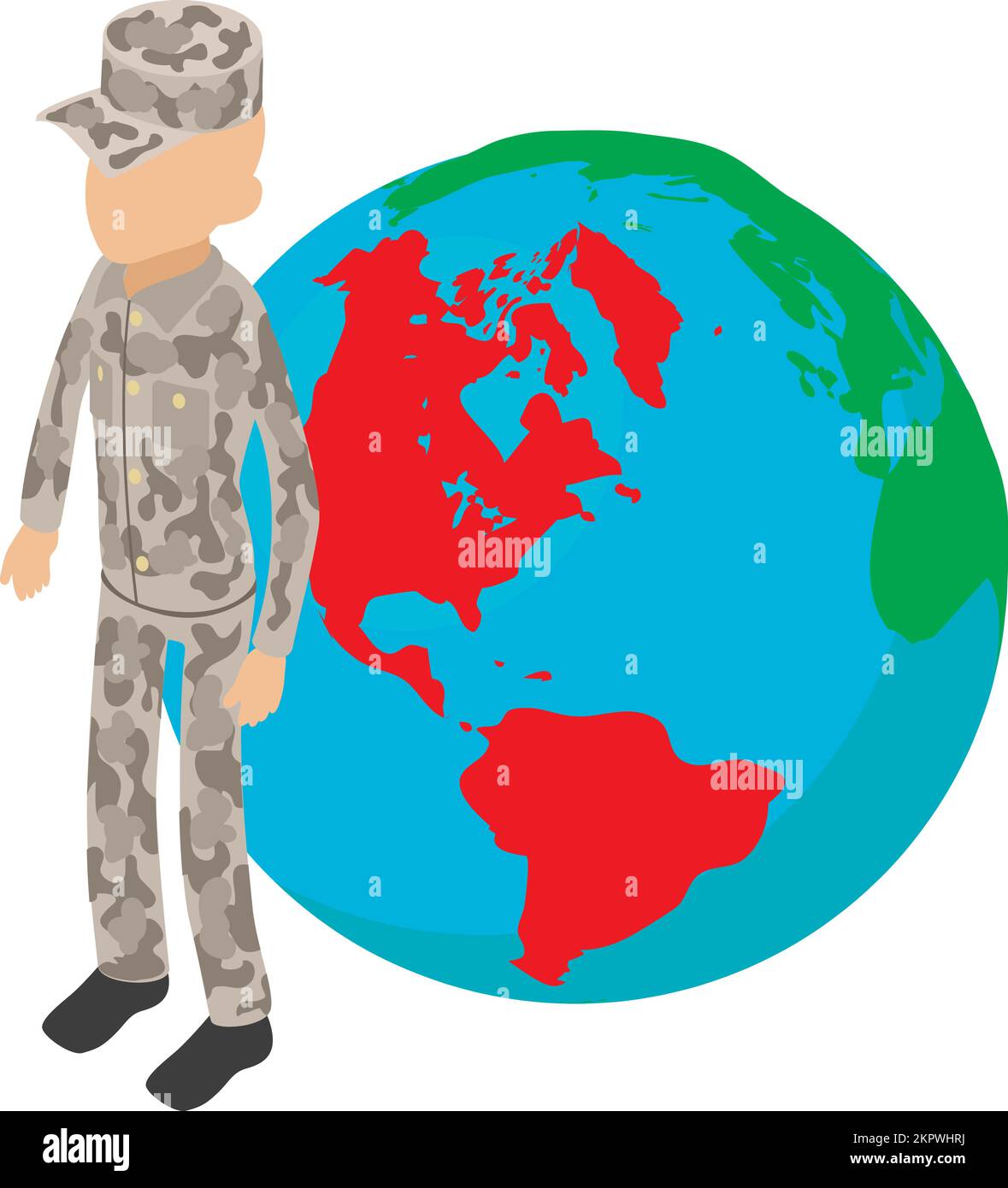 American soldier icon isometric vector. Soldier on mainland america ...