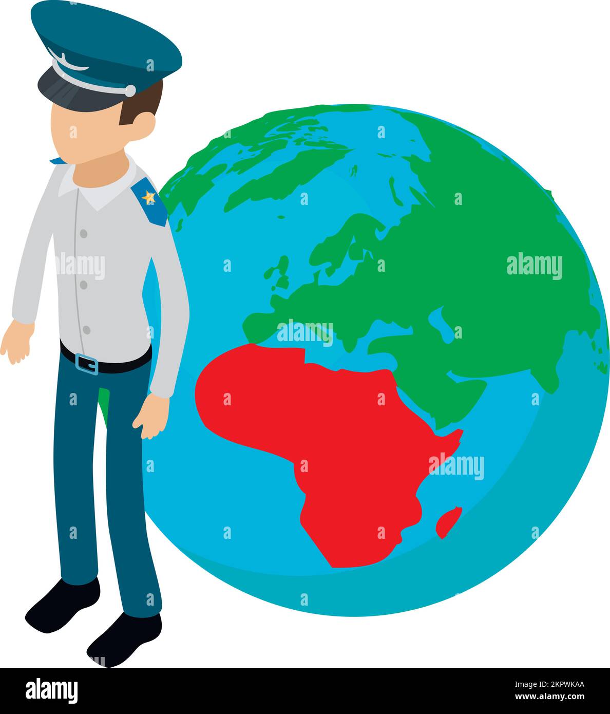 Air pilot icon isometric vector. Airpilot man on background of planet ...