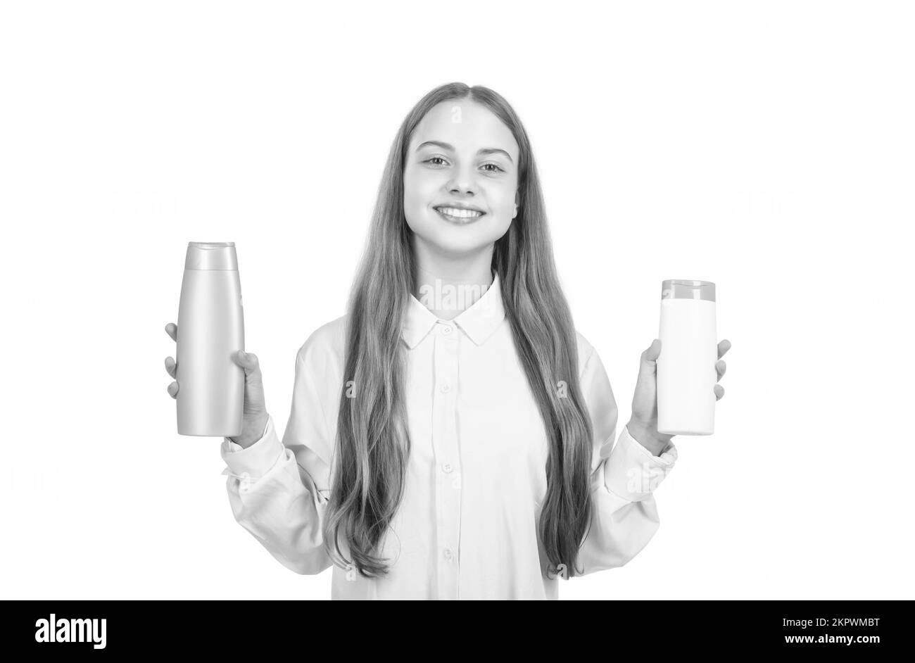 daily habits and personal care. girl has long beautiful hair ...