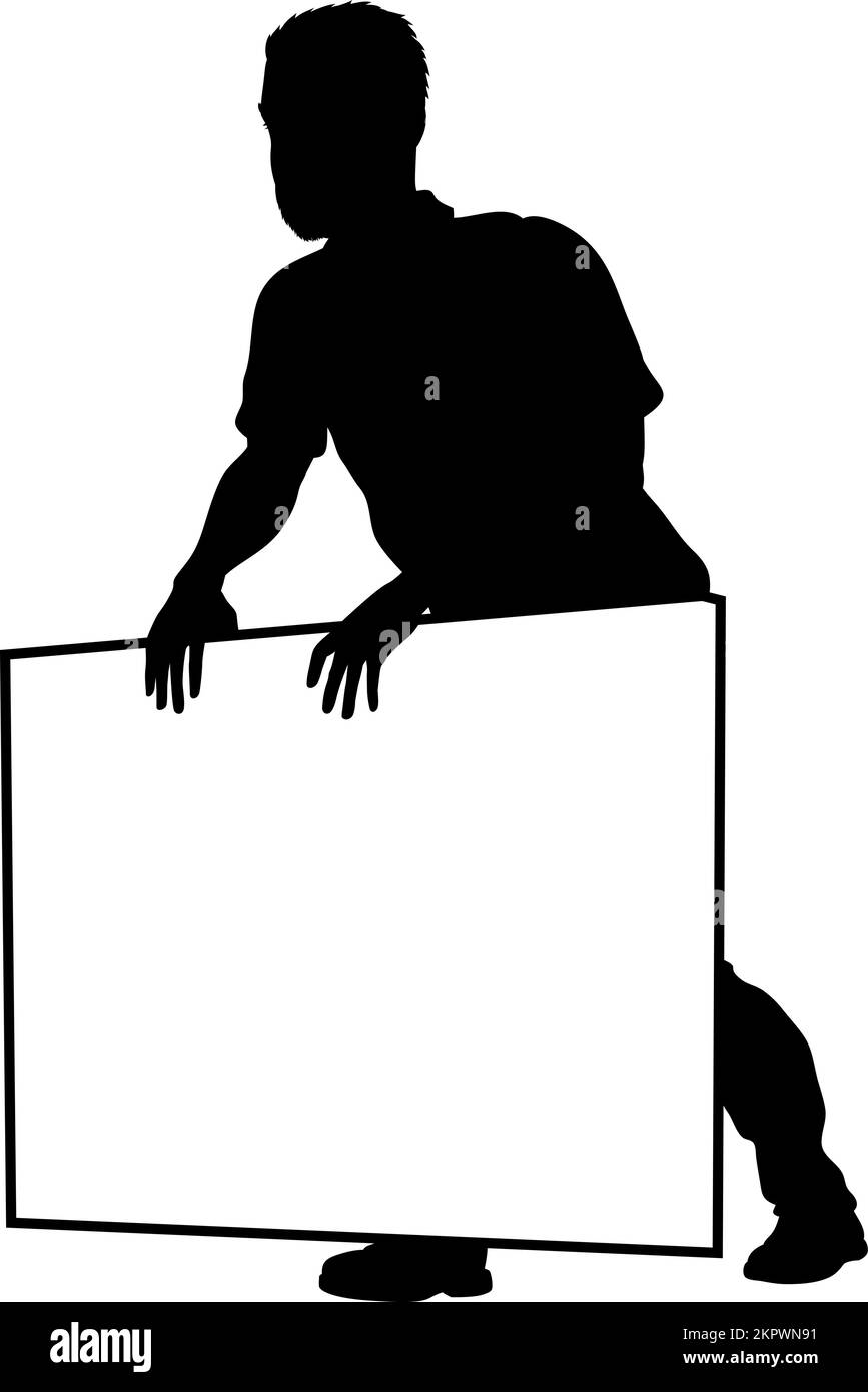 Protest Rally March Picket Sign Silhouette Person Stock Vector Image ...