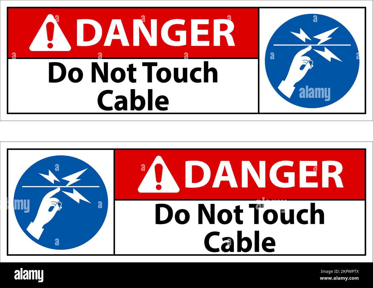 Danger Do Not Touch Cable Sign On White Background Stock Vector Image ...