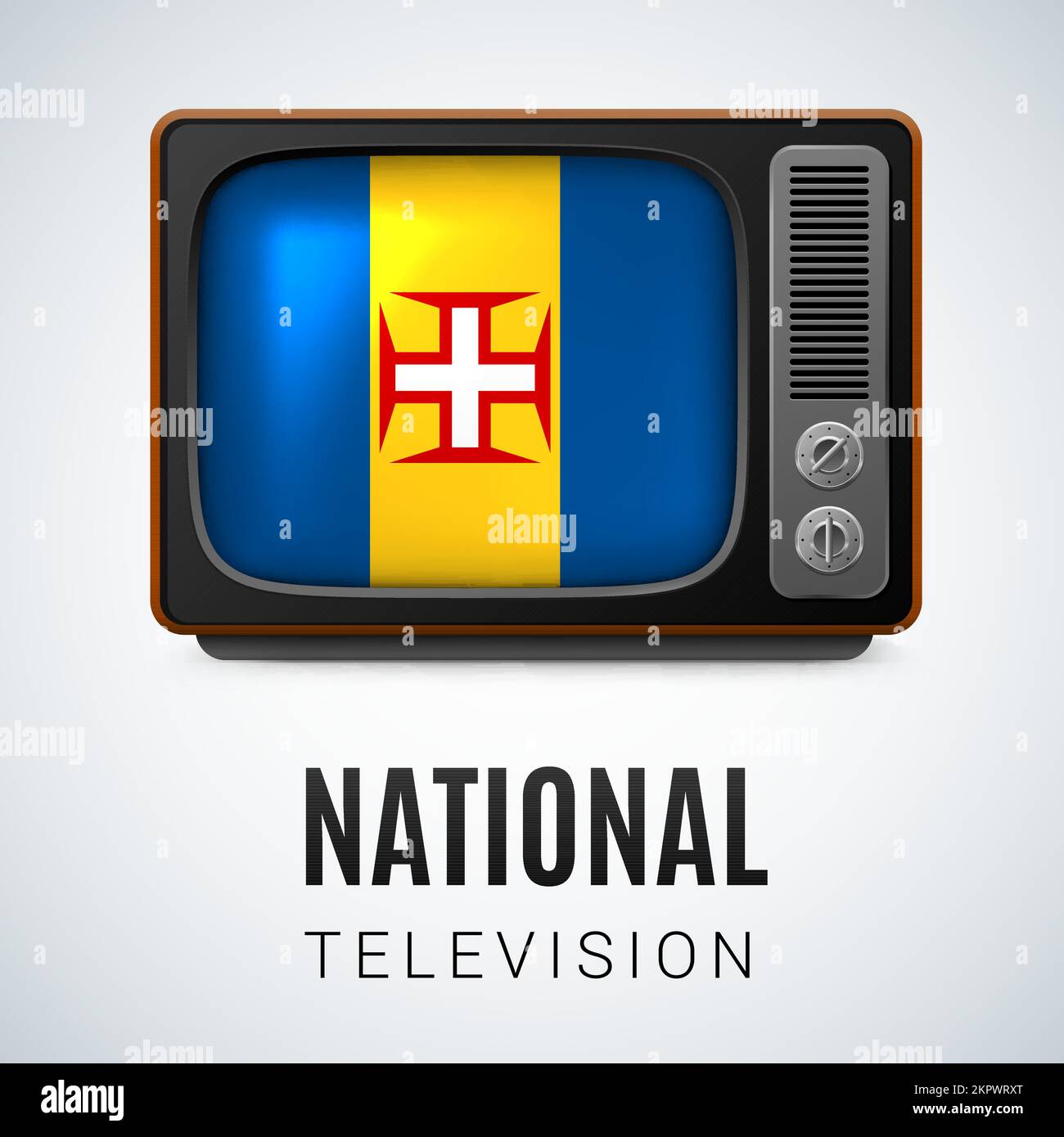 Vintage TV and Flag of Madeira as Symbol National Television. Tele ...