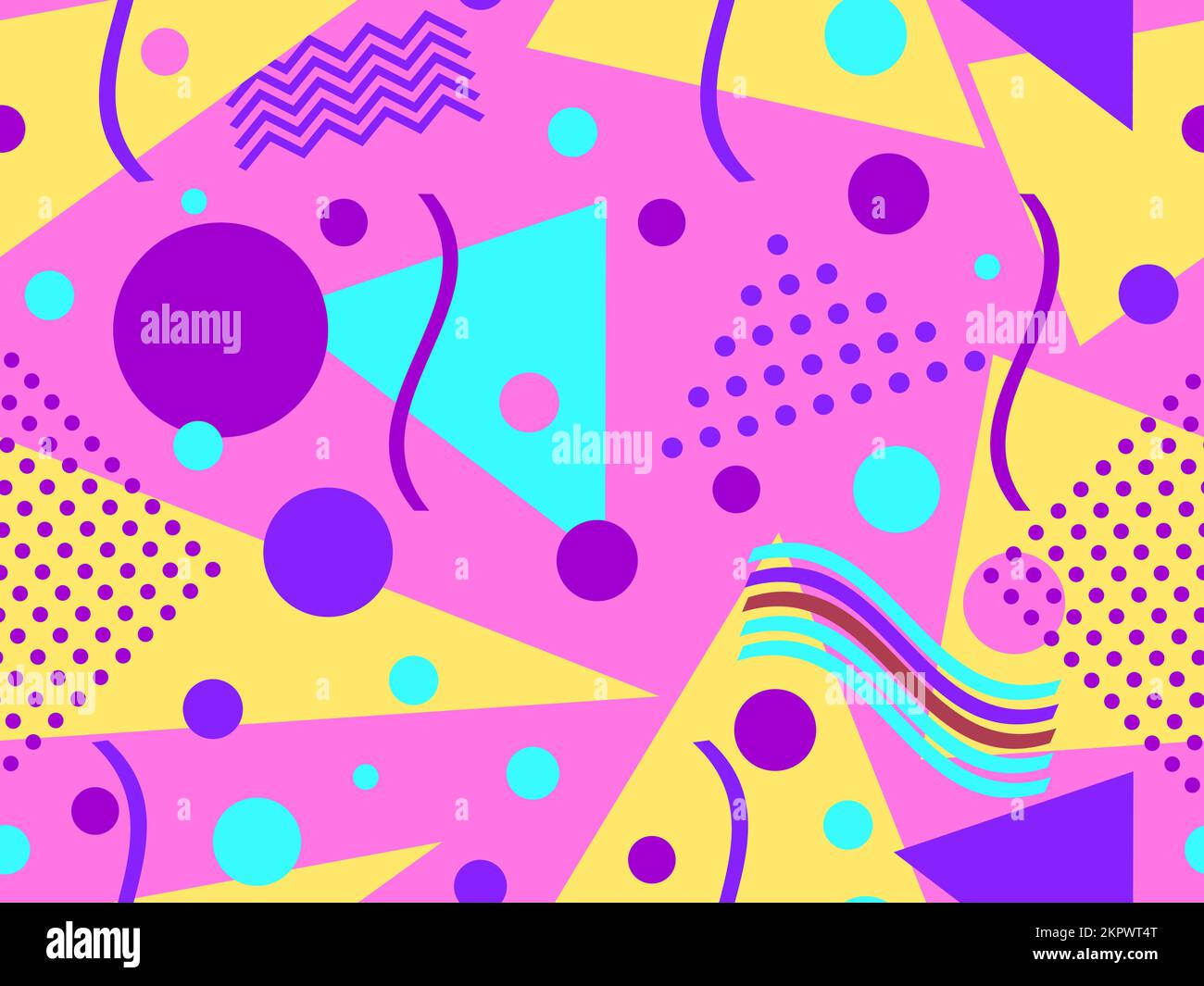 Memphis seamless pattern with geometric shapes in 80s style. Colorful ...