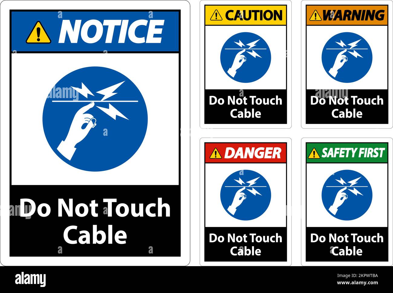 Warning Do Not Touch Cable Sign On White Background Stock Vector Image ...