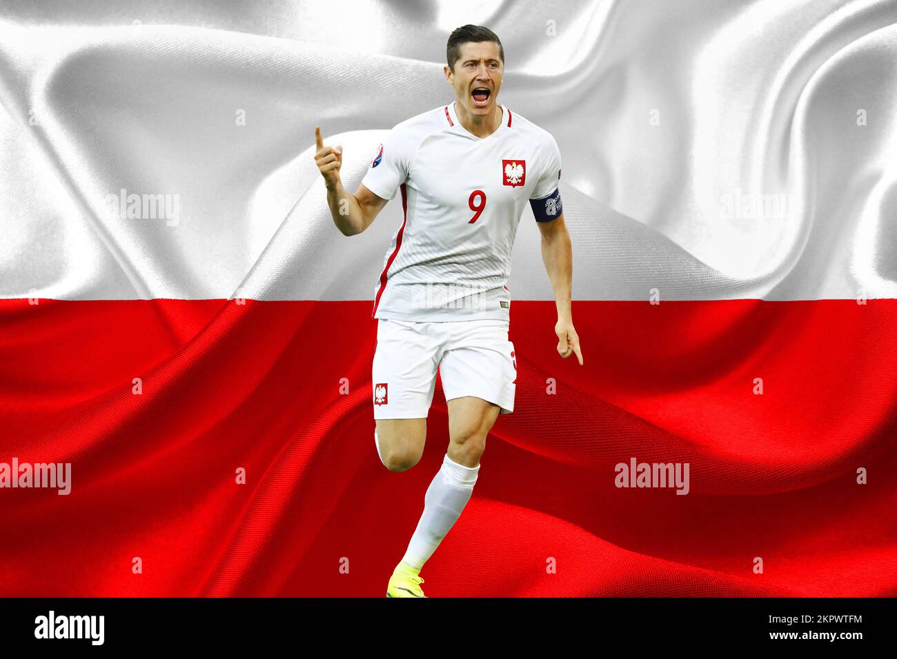 Robert Lewandowski and flag of Poland Stock Photo - Alamy