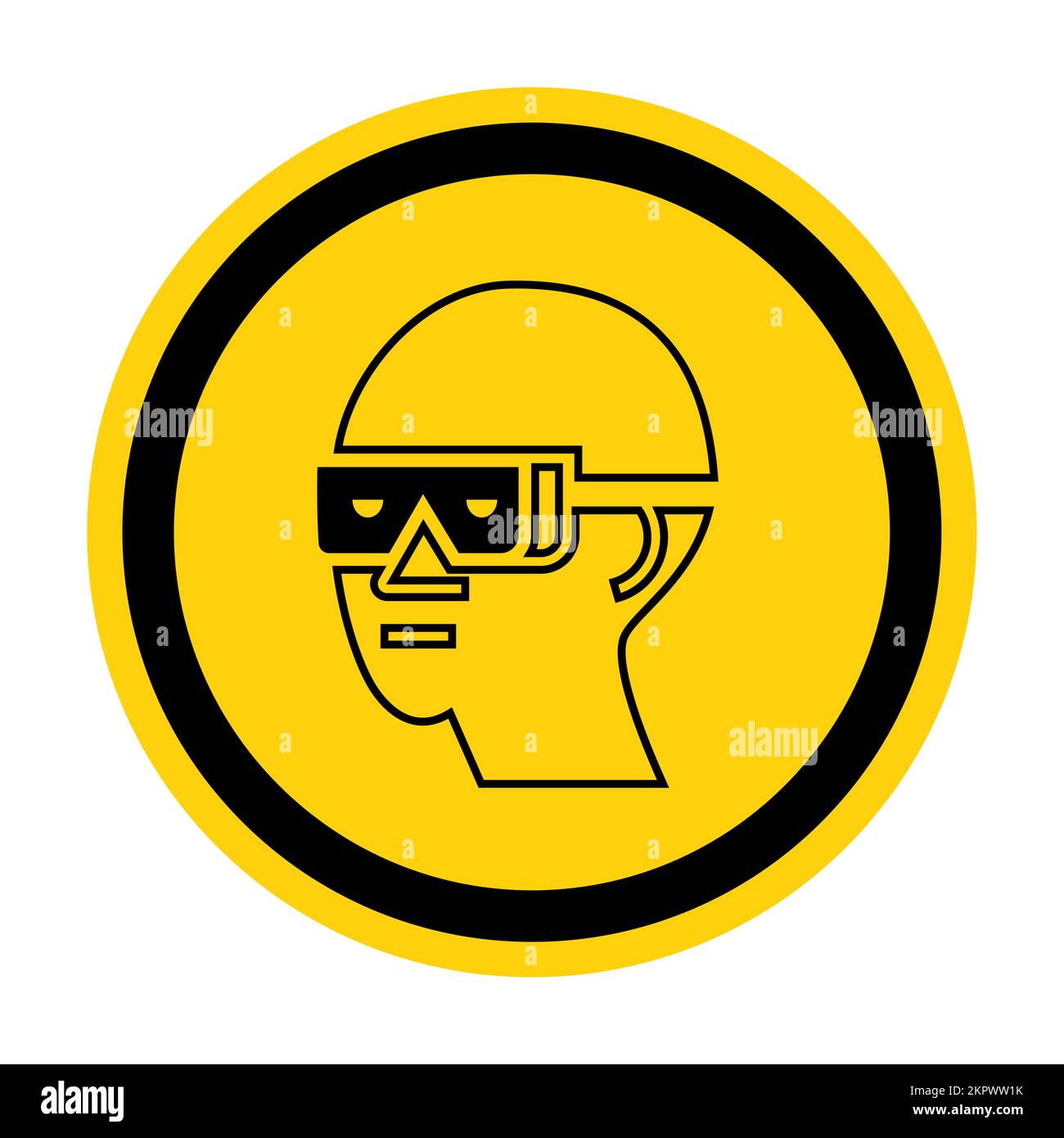 Caution Sign Eye Protection Required Symbol Isolate On White Background