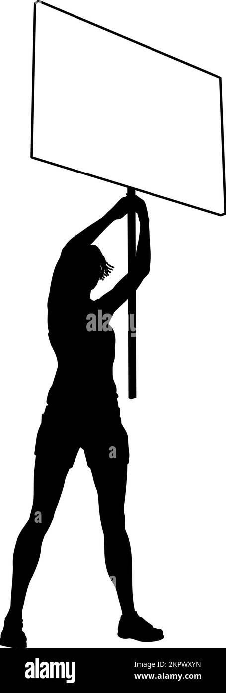 Protest Rally March Picket Sign Silhouette Person Stock Vector Image ...