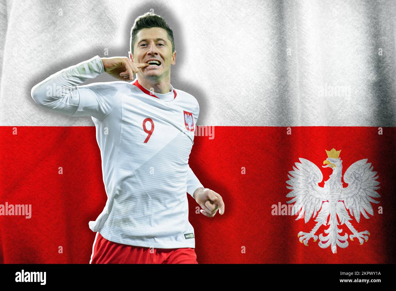 Robert Lewandowski and flag of Poland Stock Photo - Alamy