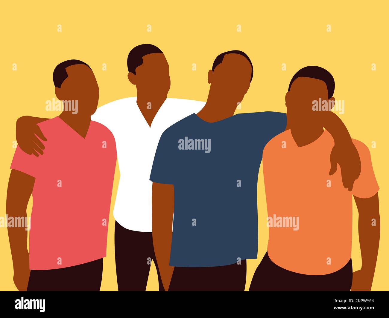 Friends. Group of men friends flat design illustration. African ...