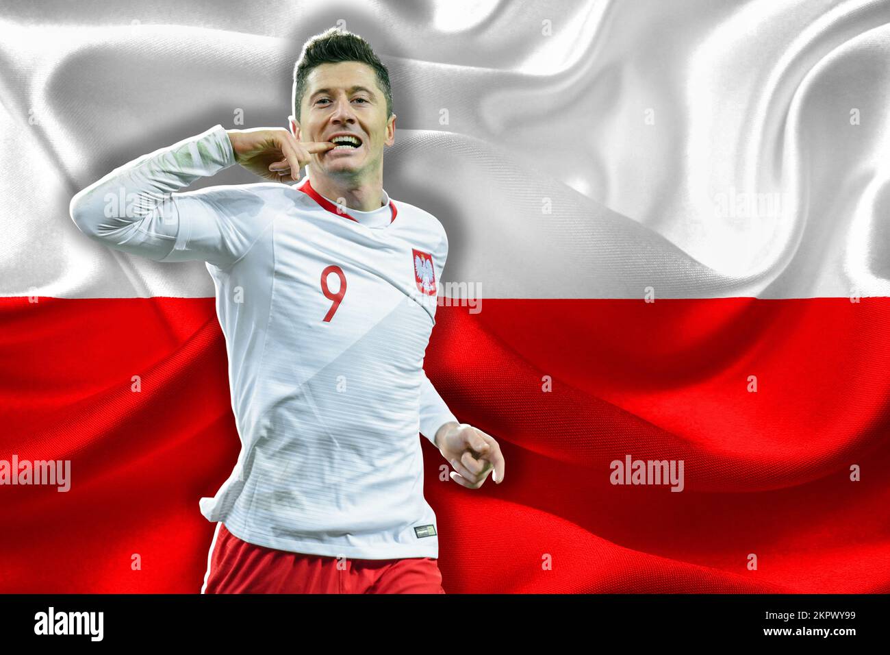 Robert Lewandowski and flag of Poland Stock Photo - Alamy
