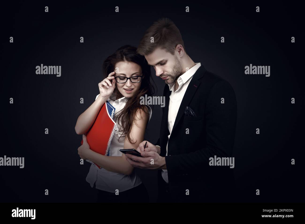 Discussing latest news. Business partners cooperation. Office job and ...