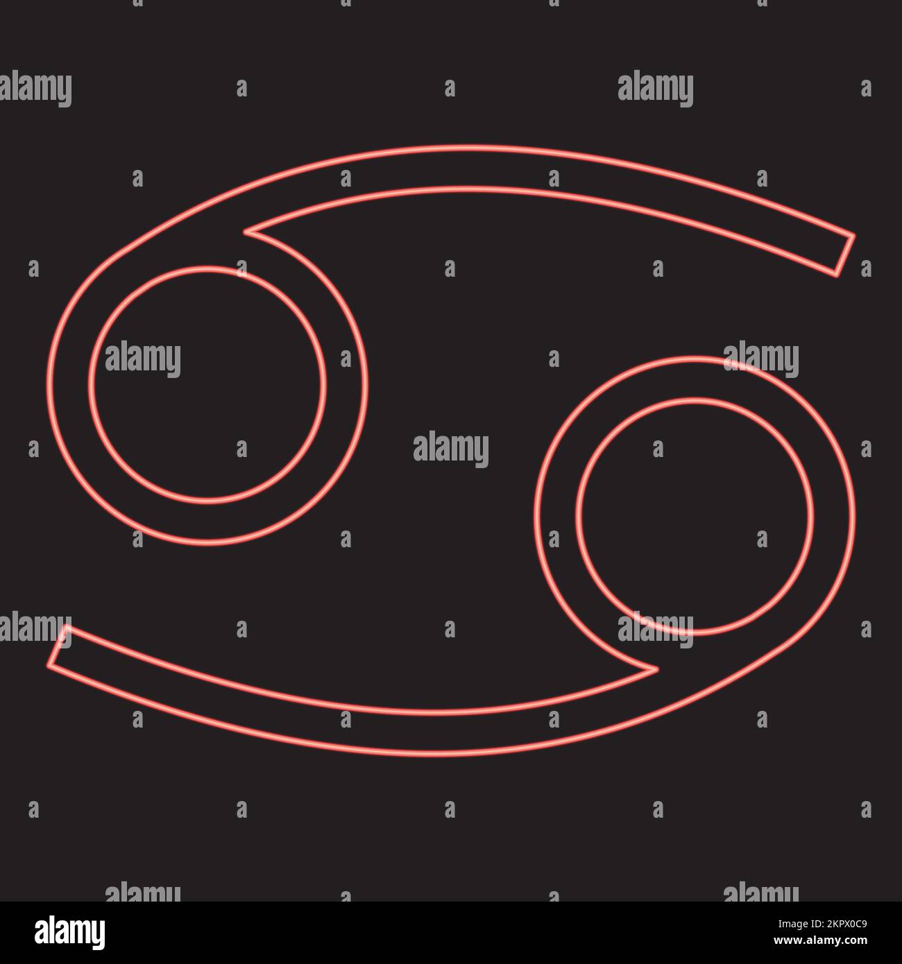 Neon cancer zodiac symbol crawfish sign red color vector illustration ...