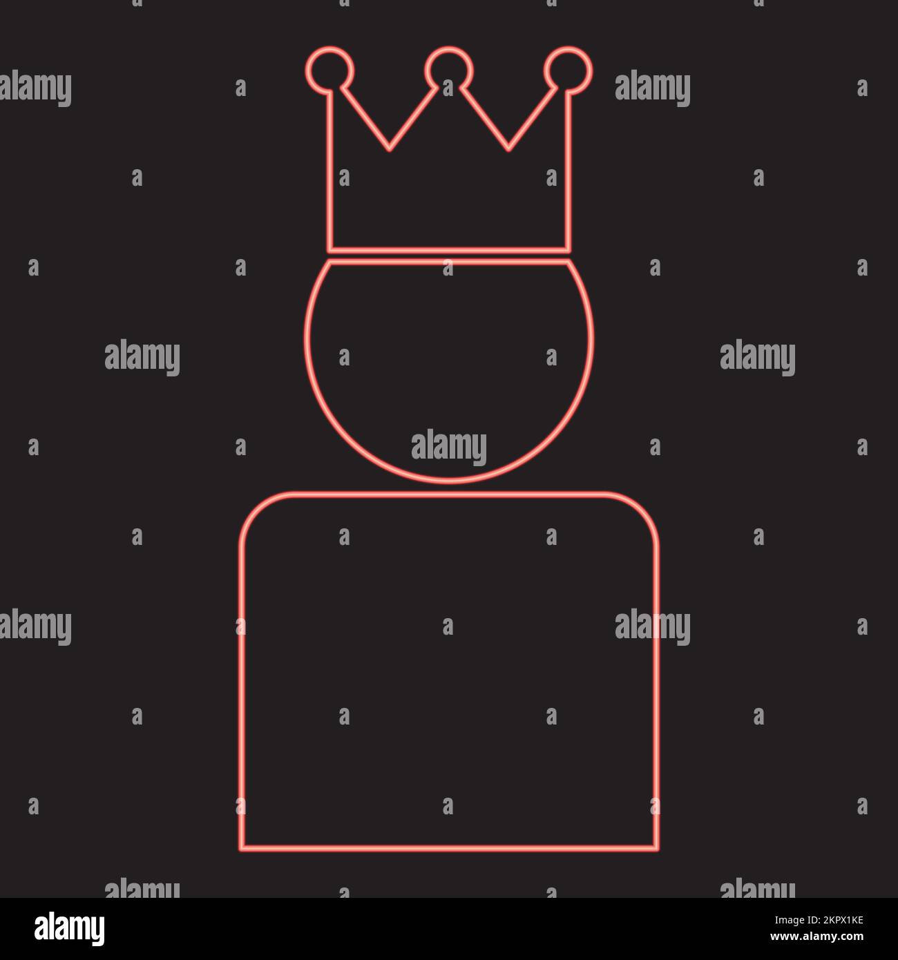 Neon king in crown red color vector illustration image flat style light ...