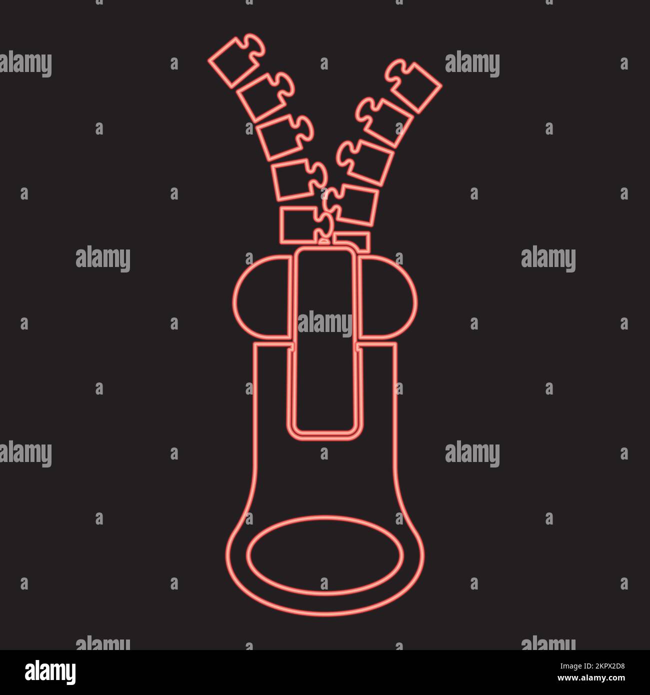 Neon tailor zipper red color vector illustration image flat style light ...