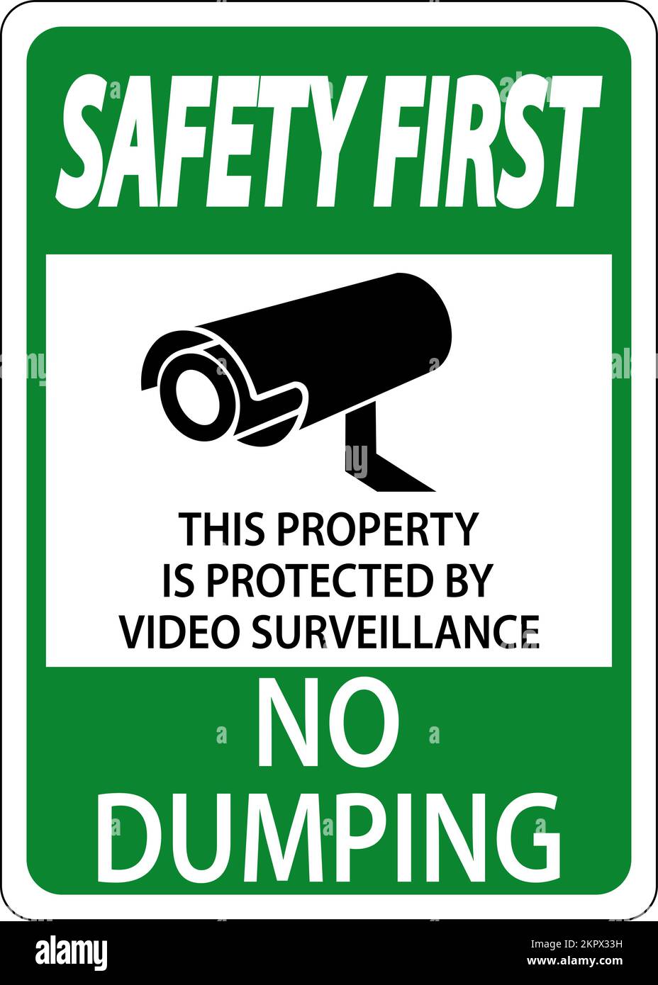 Safety First No Dumping, Property Protected by Video Surveillance Sign ...