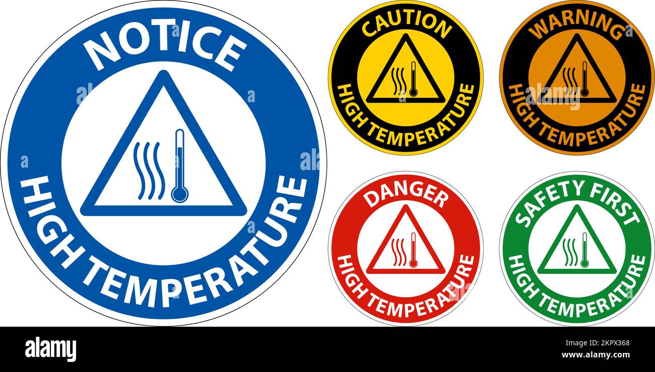 Caution High temperature symbol and text safety sign Stock Vector Image ...