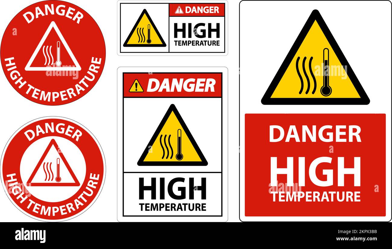 Danger High temperature symbol and text safety sign Stock Vector Image ...