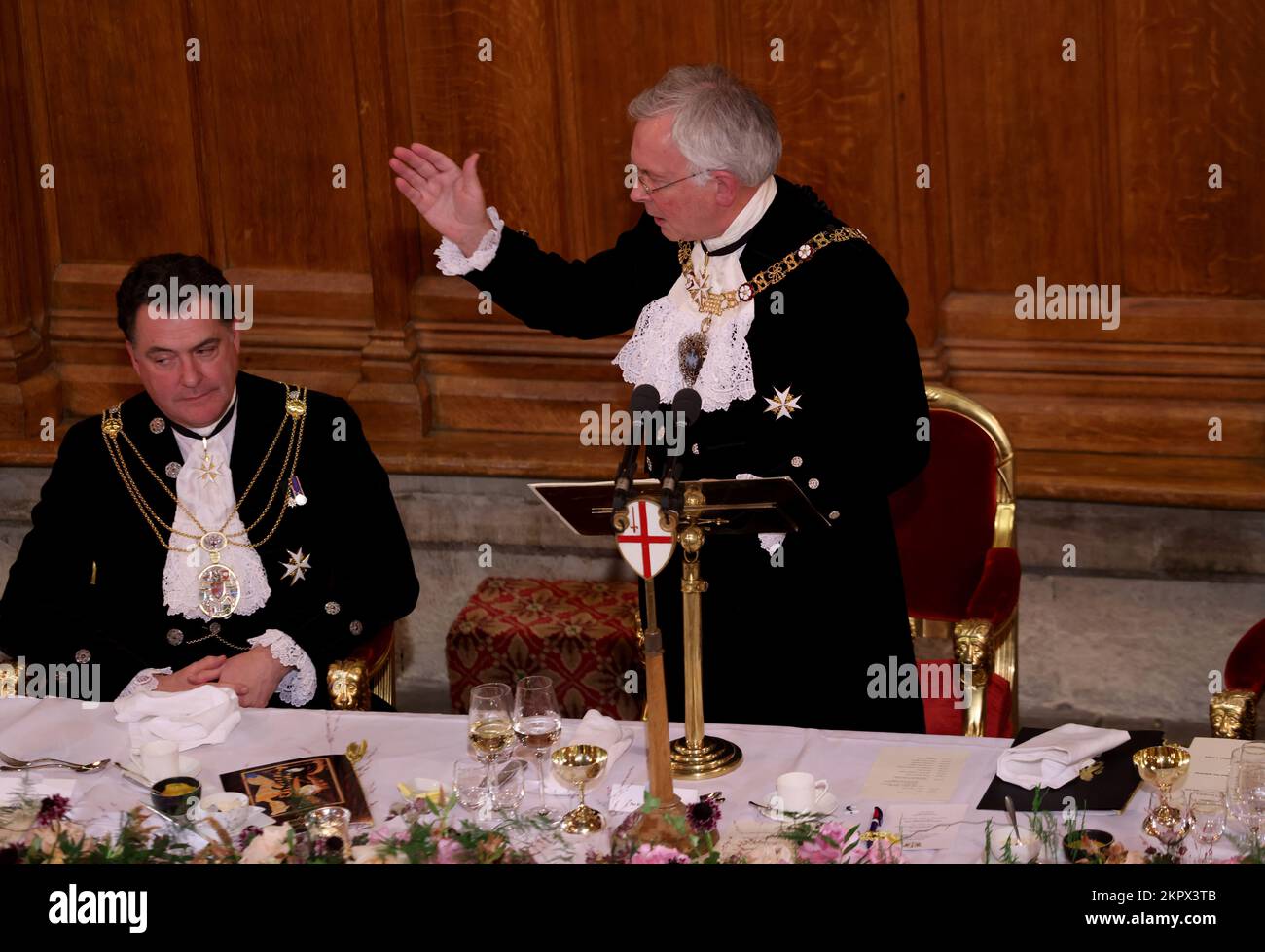 The Lord Mayor of London, Nicholas Lyons speaking at the annual Lord ...