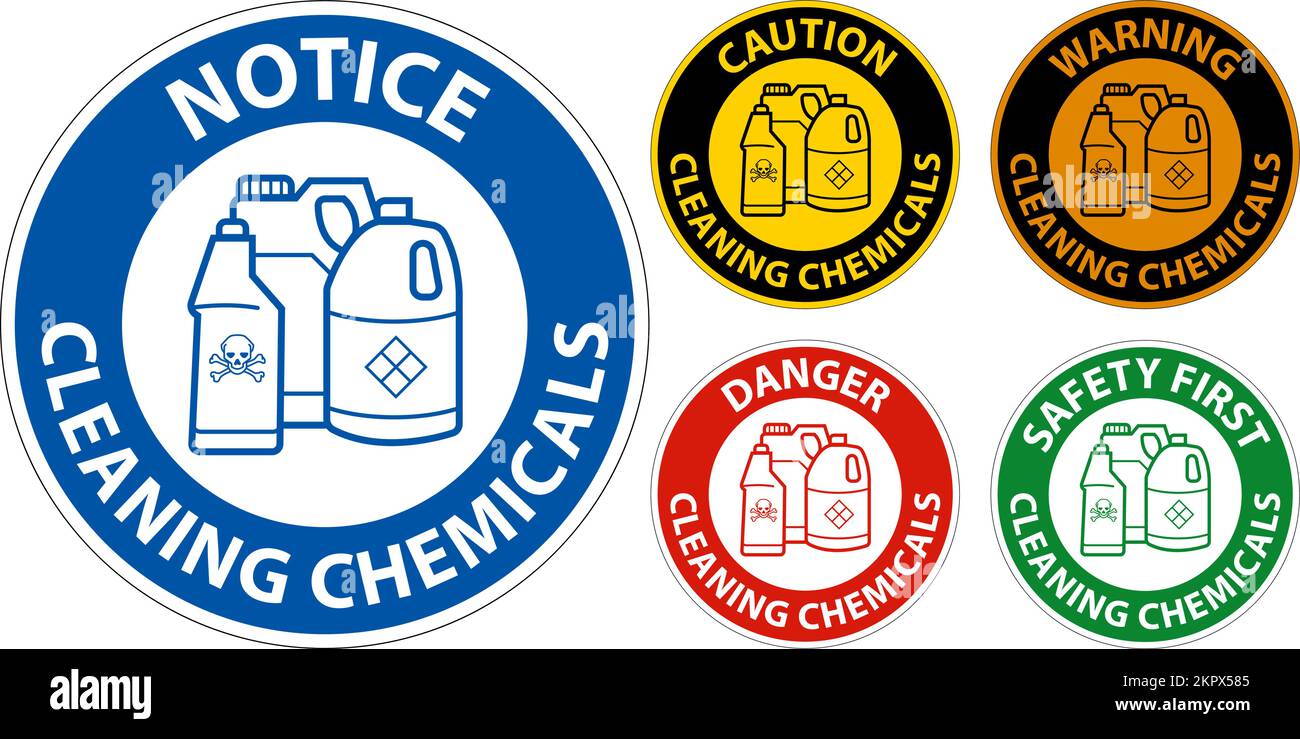 Warning Sign Cleaning Chemicals Sign On White Background Stock Vector ...