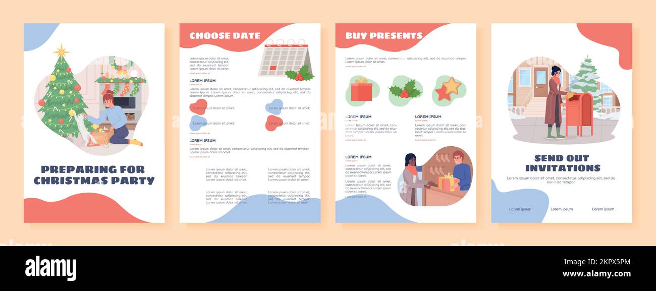 Xmas party preparing flat vector brochure template Stock Vector Image ...