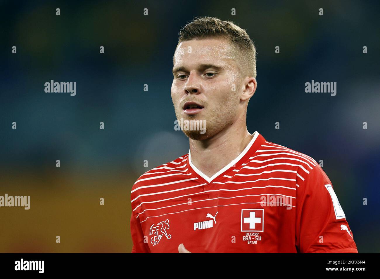 Doha, Qatar. 28th Nov, 2022. DOHA - Nico Elvedi of Switzerland during ...