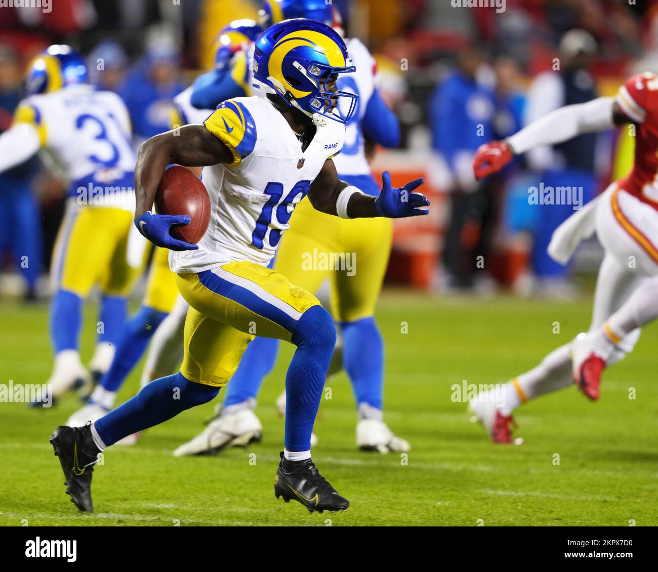 NOV 27, 2022: Los Angeles Rams quarterback Bryce Perkins (16) scrambles ...