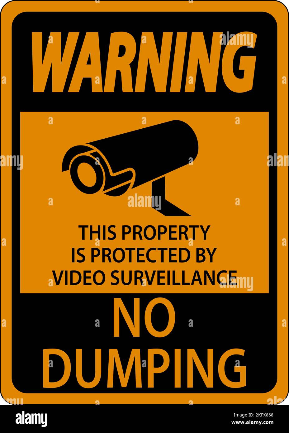 Warning No Dumping, Property Protected by Video Surveillance Sign Stock ...
