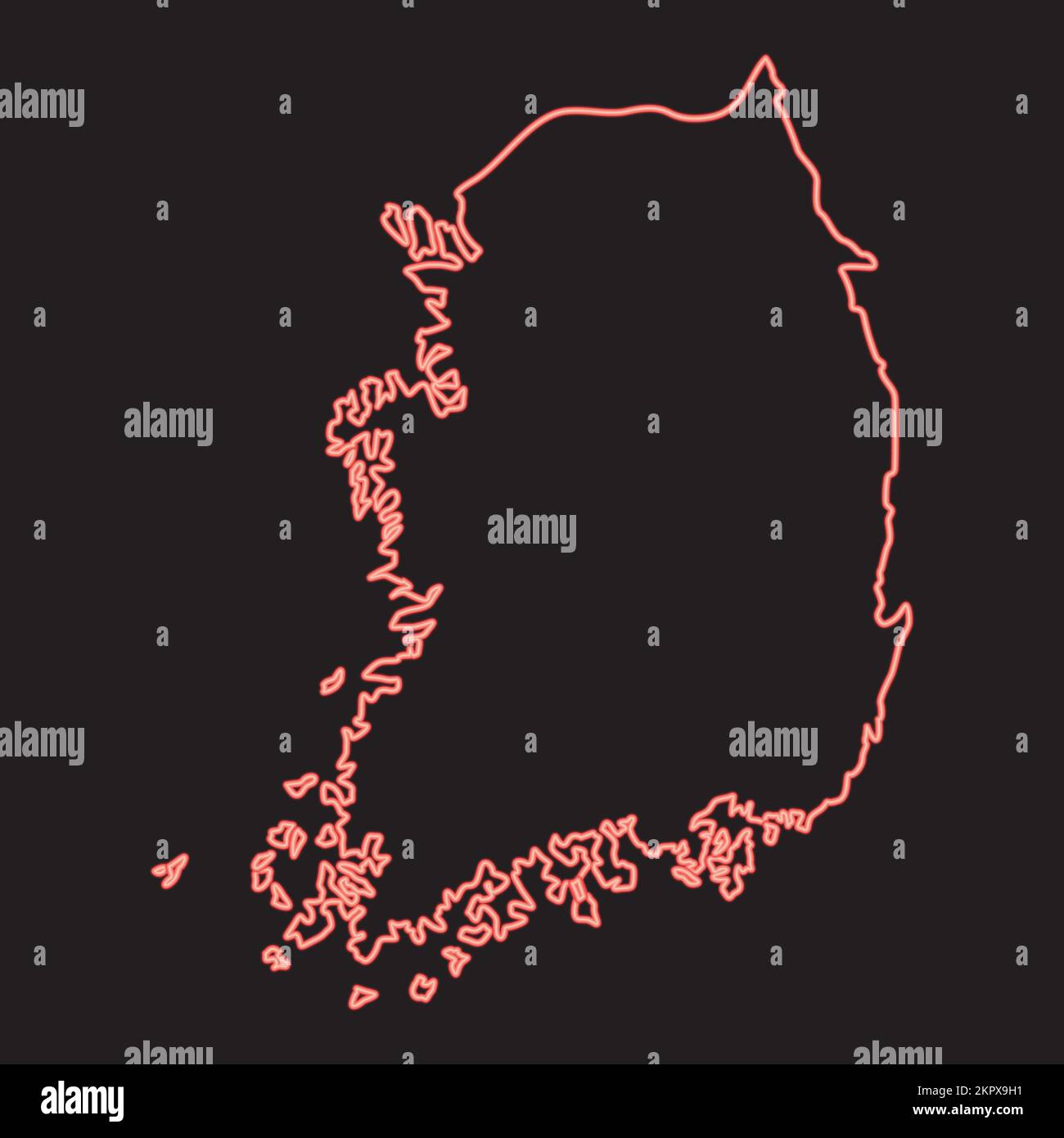Neon map of south korea red color vector illustration image flat style ...