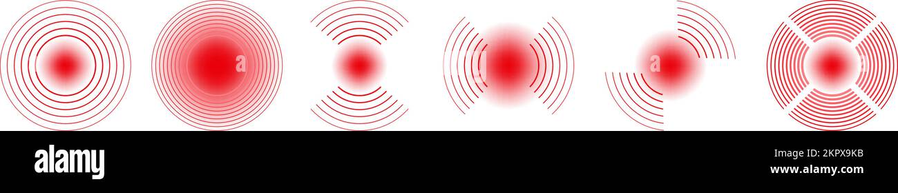 Red Monitor Signal Detection Waves Pulse Or Noise Symbols Speaker Sound Radar Signalling Or