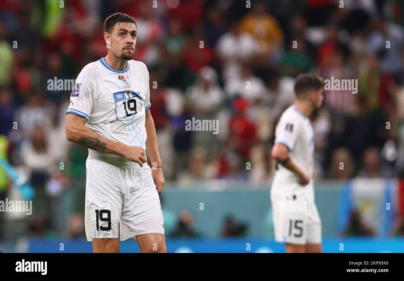 Doha, Qatar. 28th Nov, 2022. Sebastian Coates of Uruguay dejected ...