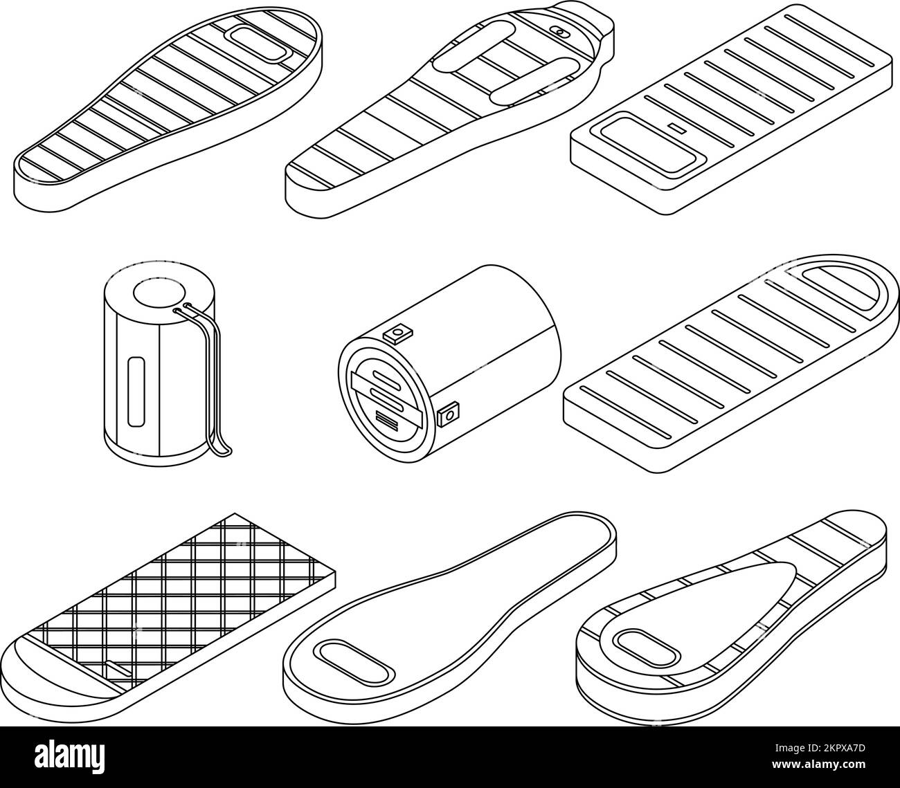 Sleeping bag icons set. Isometric set of sleeping bag vector icons ... Sleeping bag icons set. Isometric set of sleeping bag vector icons ...