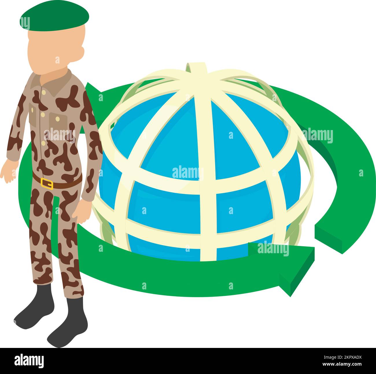 Green beret icon isometric vector. Army sergeant in military uniform ...