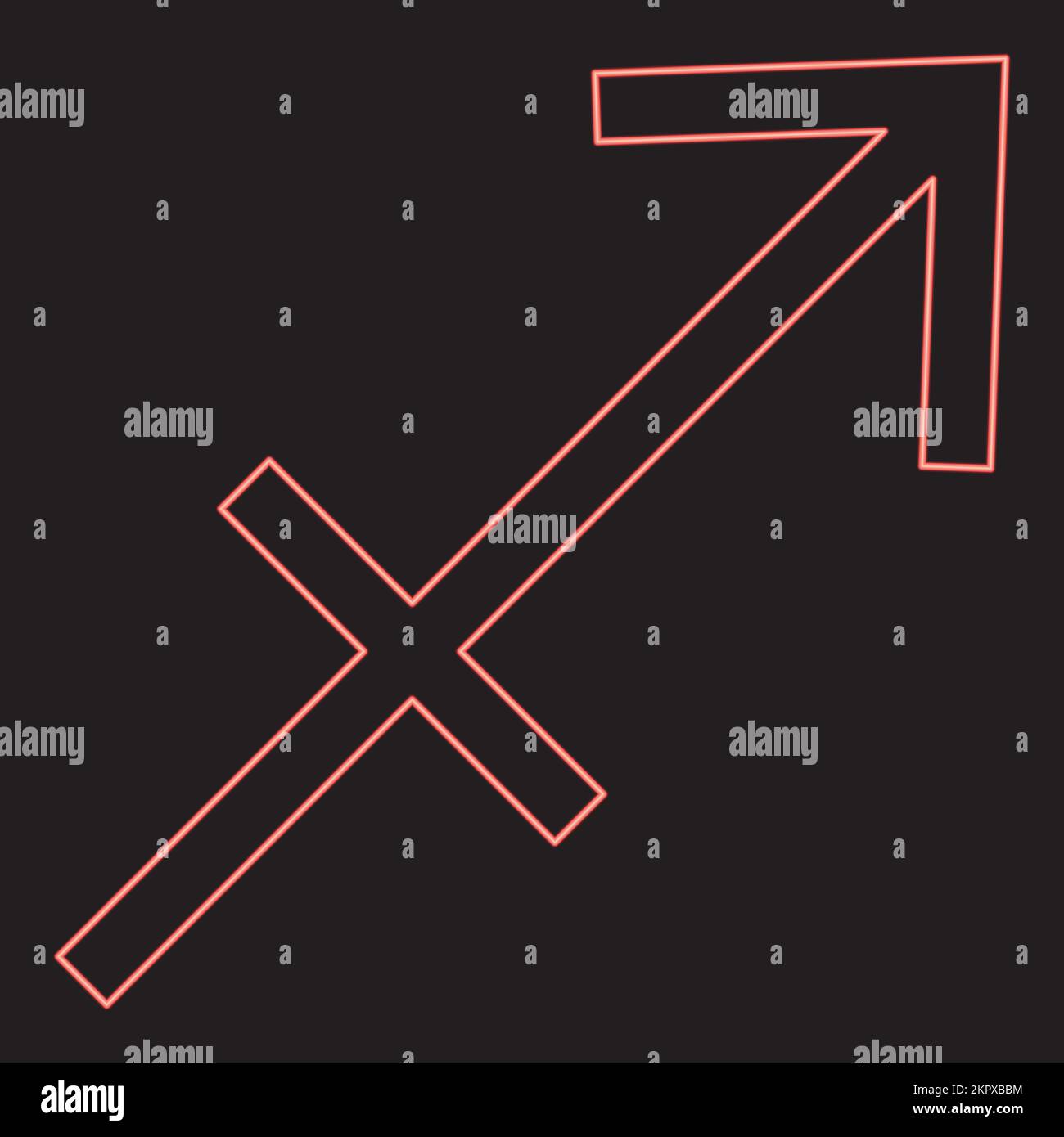 Neon sagittarius symbol zodiac red color vector illustration image flat ...