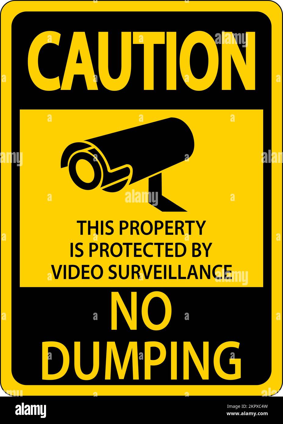 Caution No Dumping, Property Protected by Video Surveillance Sign Stock ...