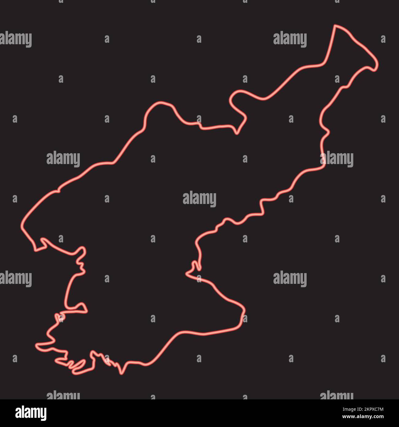 Neon map of north korea red color vector illustration image flat style ...